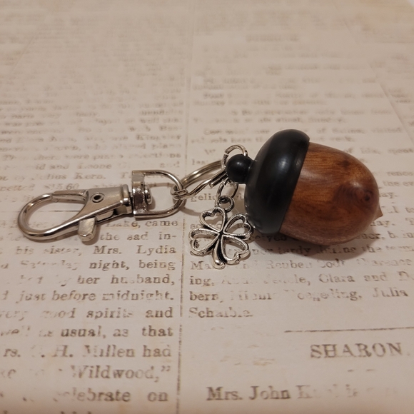 Hand Crafted | Accessories | Wooden Acorn Shape Trinket Box Keychain ...